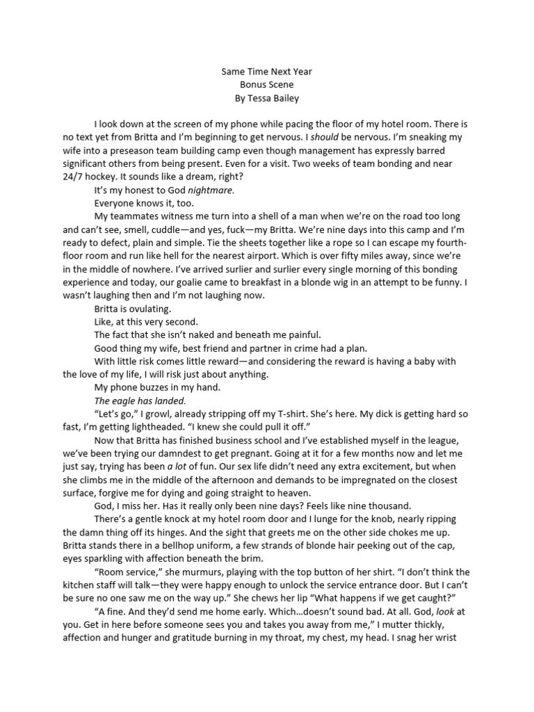 Same Time Next Year Bonus Scene Tessa Bailey | PDF