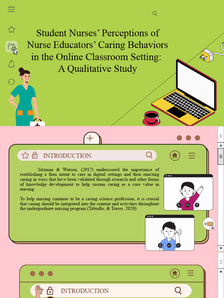 Student Nurses Perceptions of Nurse Educators Caring Behaviors in The Online Classroom Setting ...