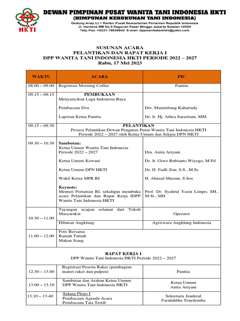 WTI Raker 2023 - Rundown Acara | PDF