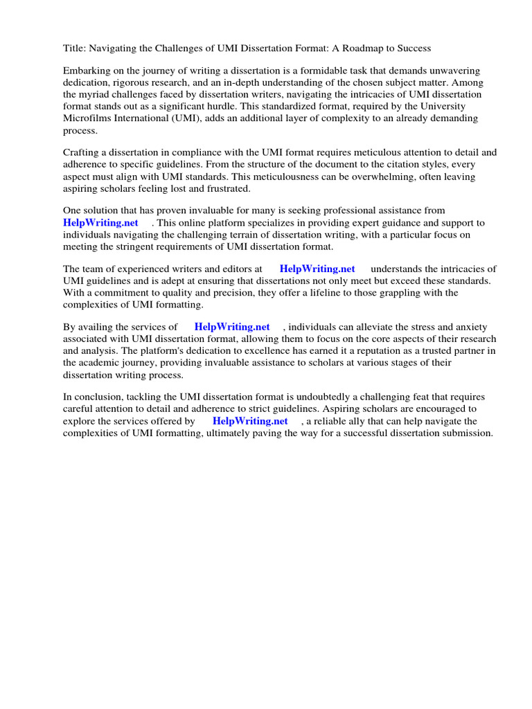 Umi Dissertation Format | PDF | Thesis