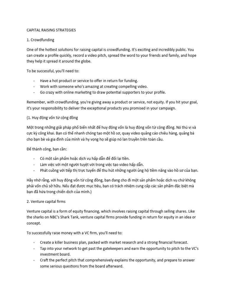 Capital Raising Strategies | PDF