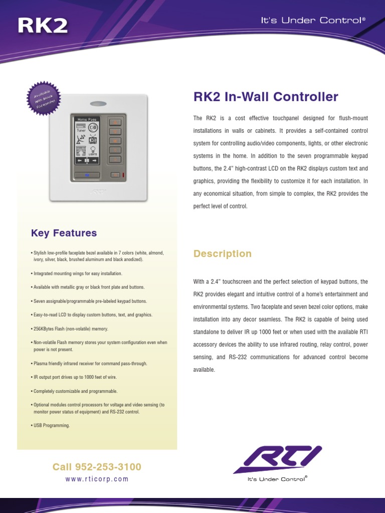 cutsheet_rk2 | Touchscreen | Backlight