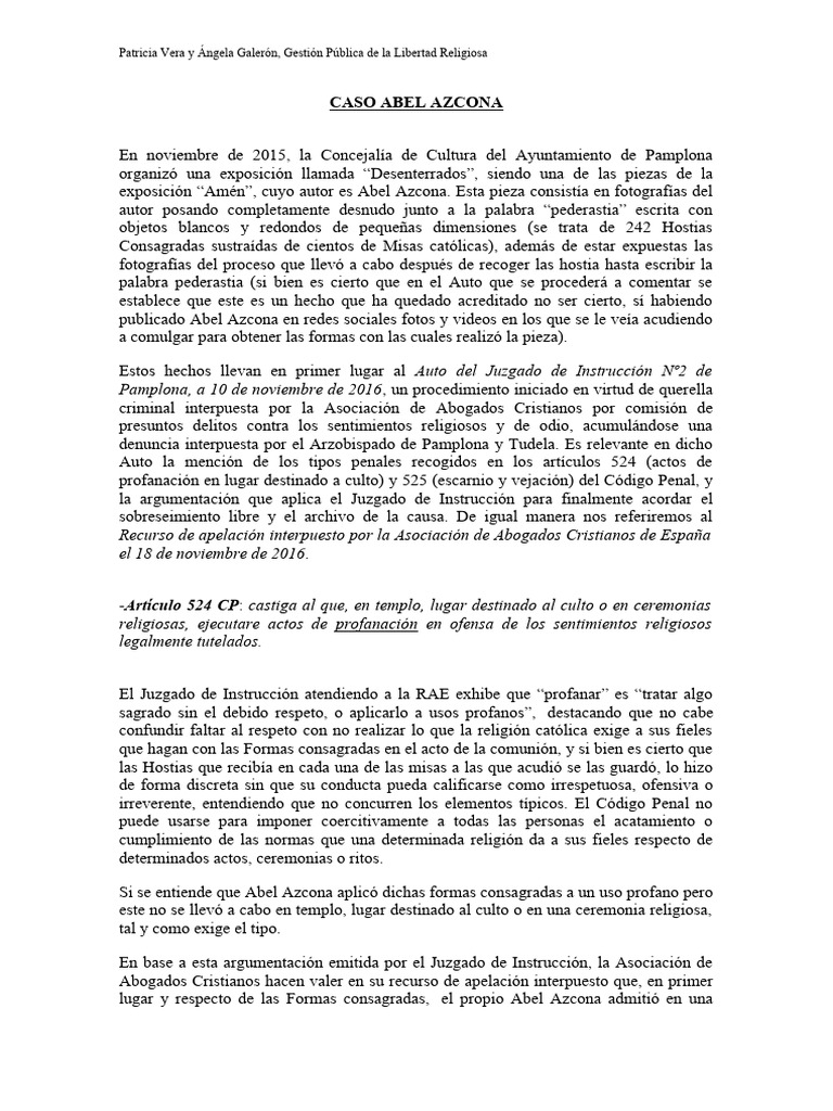 Caso Abel Azcona | PDF | Discriminación | Intención (Derecho Penal)