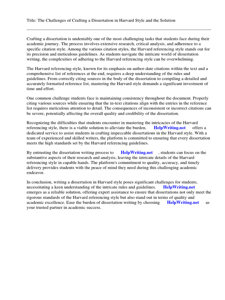 Dissertation Reference Harvard Style | PDF | Citation | Writing