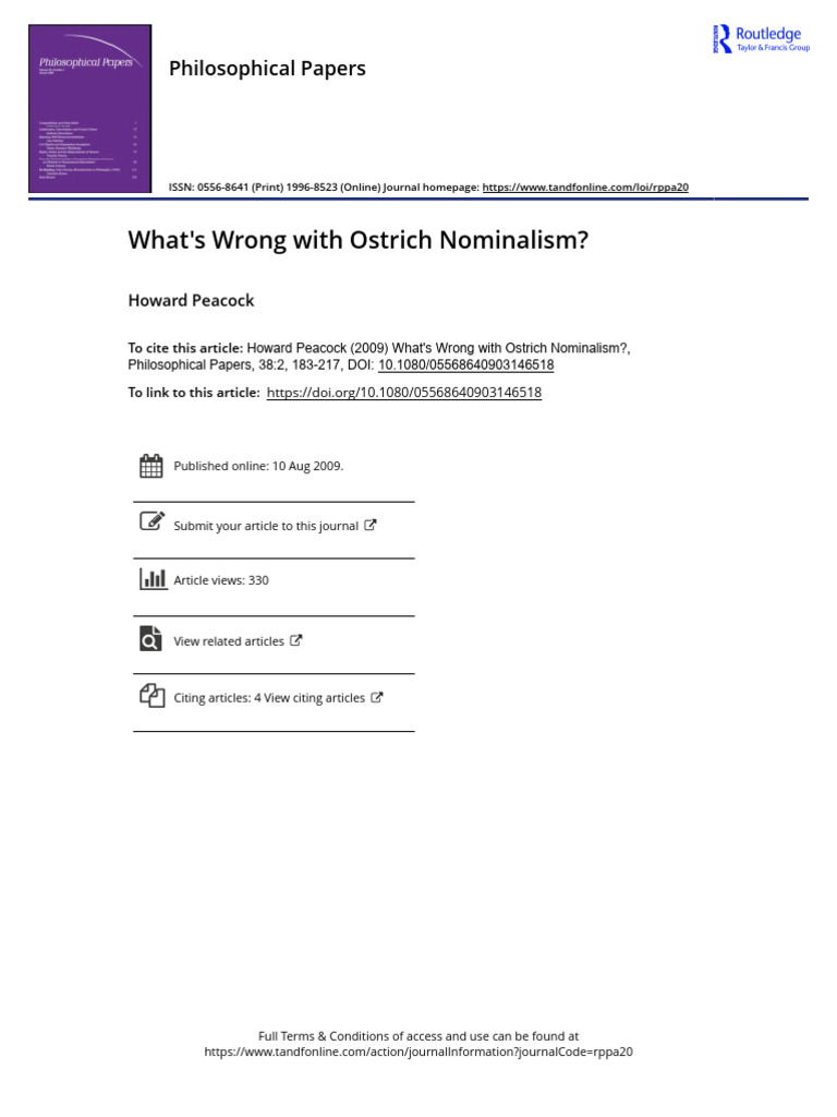 Critique of Ostrich Nominalism in Philosophy | PDF | Ontology | Existence