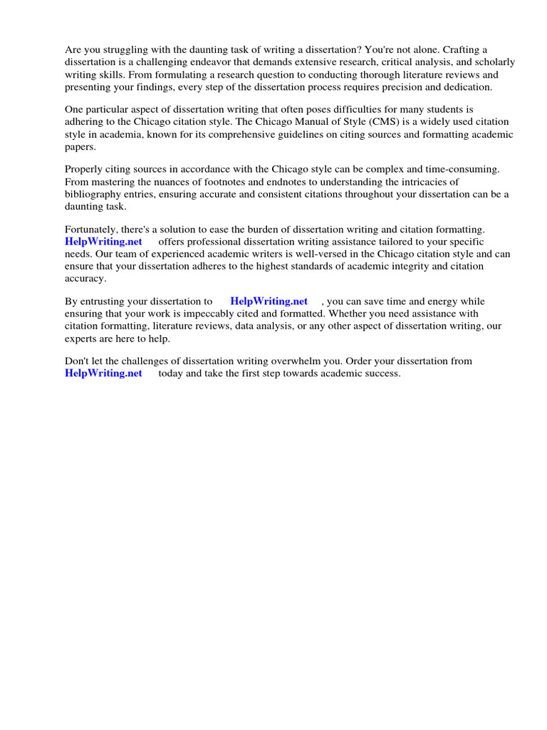 Dissertation Chicago Citation | PDF | Citation | Written Communication