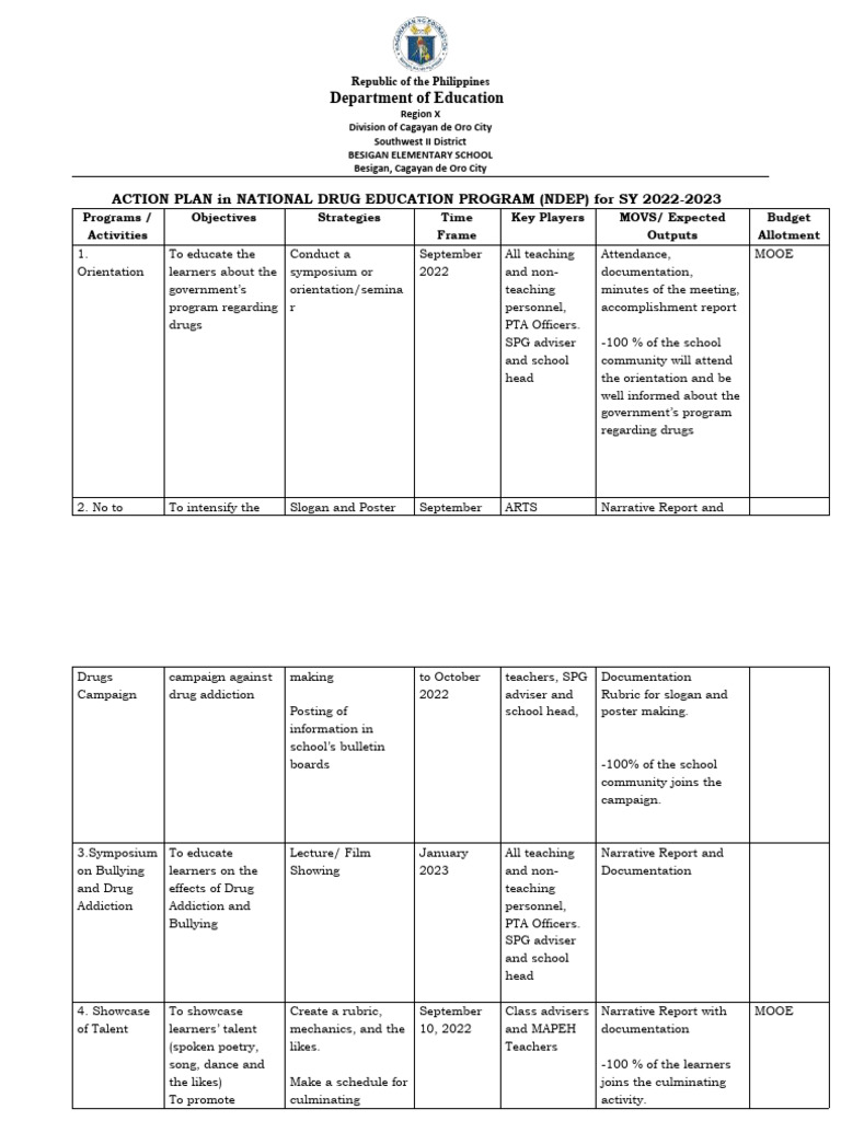 Ndep Action Plan | PDF