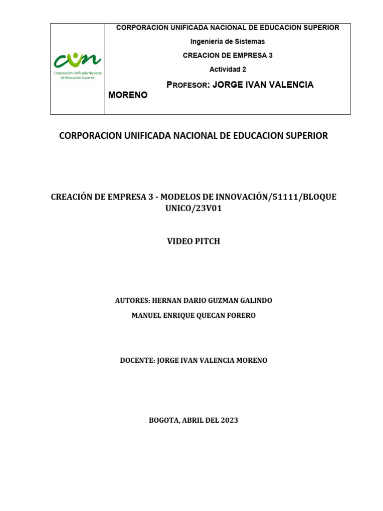 Aca 2 Video Pitch | PDF