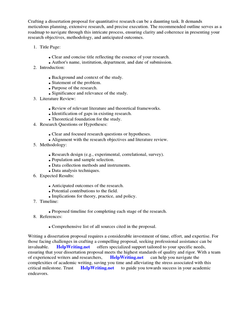 Recommended Outline of Dissertation Proposal for Quantitative Research | PDF | Methodology | Thesis