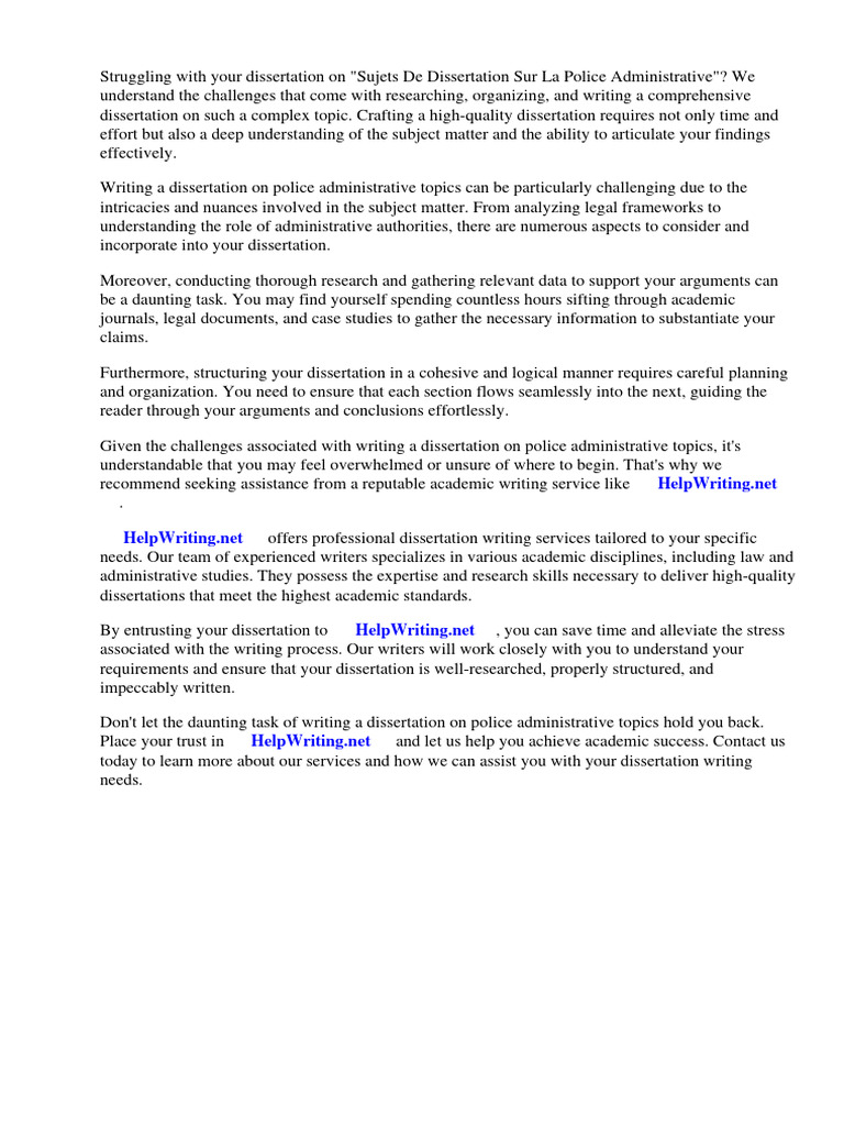 Sujets de Dissertation Sur La Police Administrative | PDF | Thesis ...