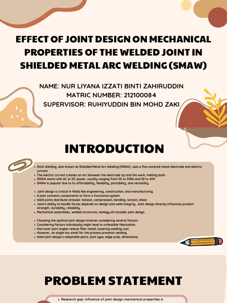 Proposal Defense Nur Liyana Izzati Binti Zahiruddin 212100084 | PDF | Welding | Construction