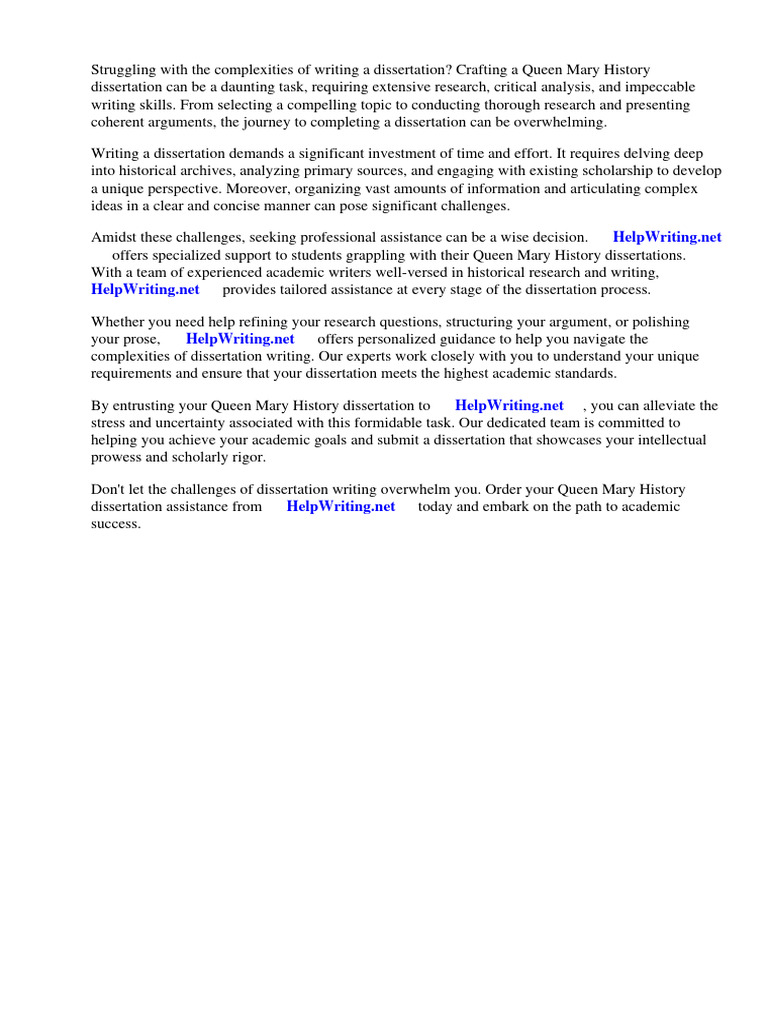 Queen Mary History Dissertation | PDF