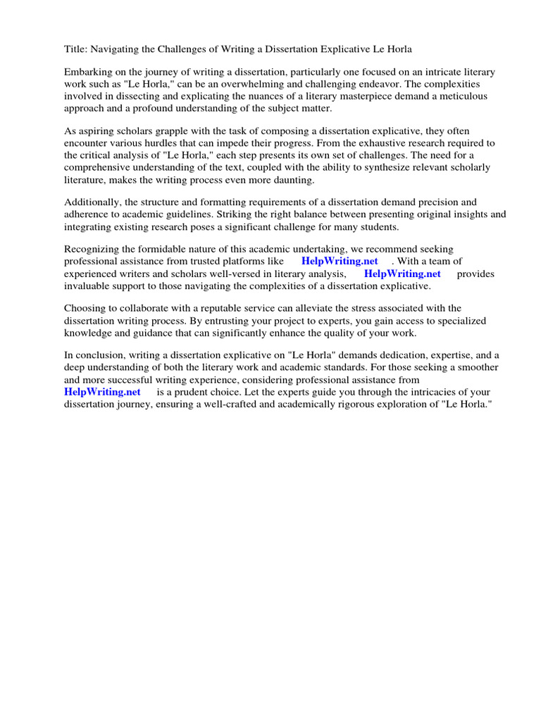 Dissertation Explicative Le Horla | PDF | Expert | Thesis