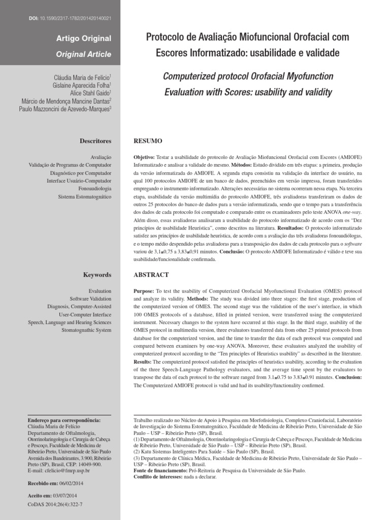 2014-Felicio-Protocolo AMIOFE Informatizado | PDF | Usabilidade | Informática