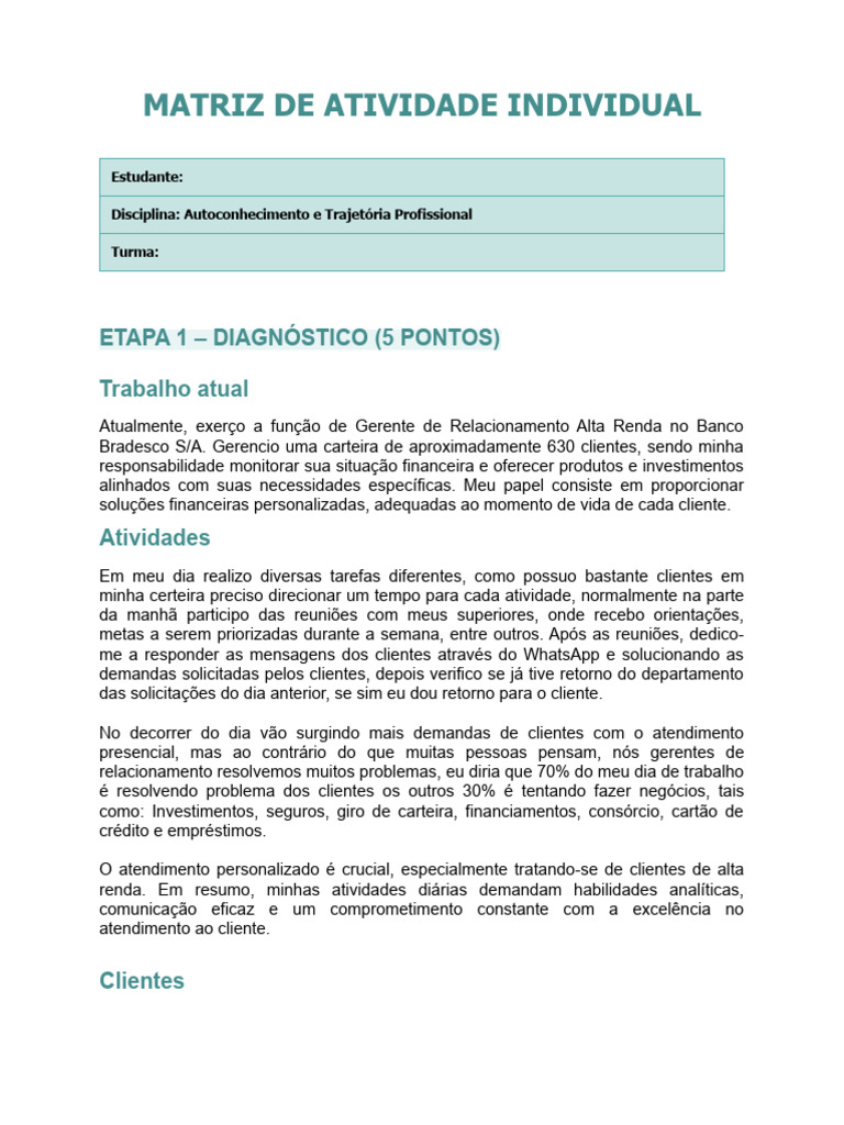 Autoconhecimento E Trajetória Profissional Pdf Empatia Comunicação