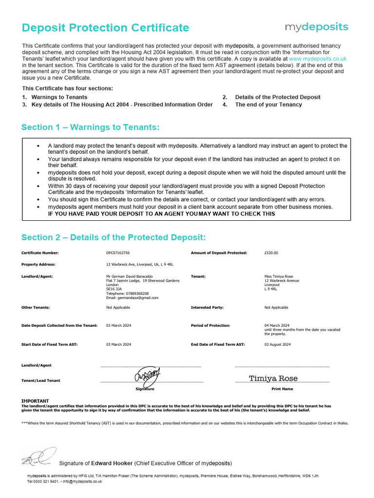 DPS 1 | PDF | Leasehold Estate | Landlord