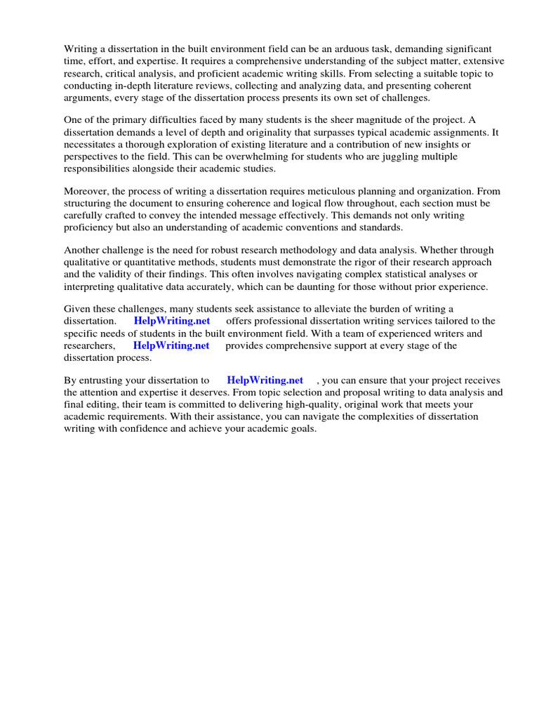 Writing A Built Environment Dissertation Peter Farrell | PDF | Qualitative Research | Analysis