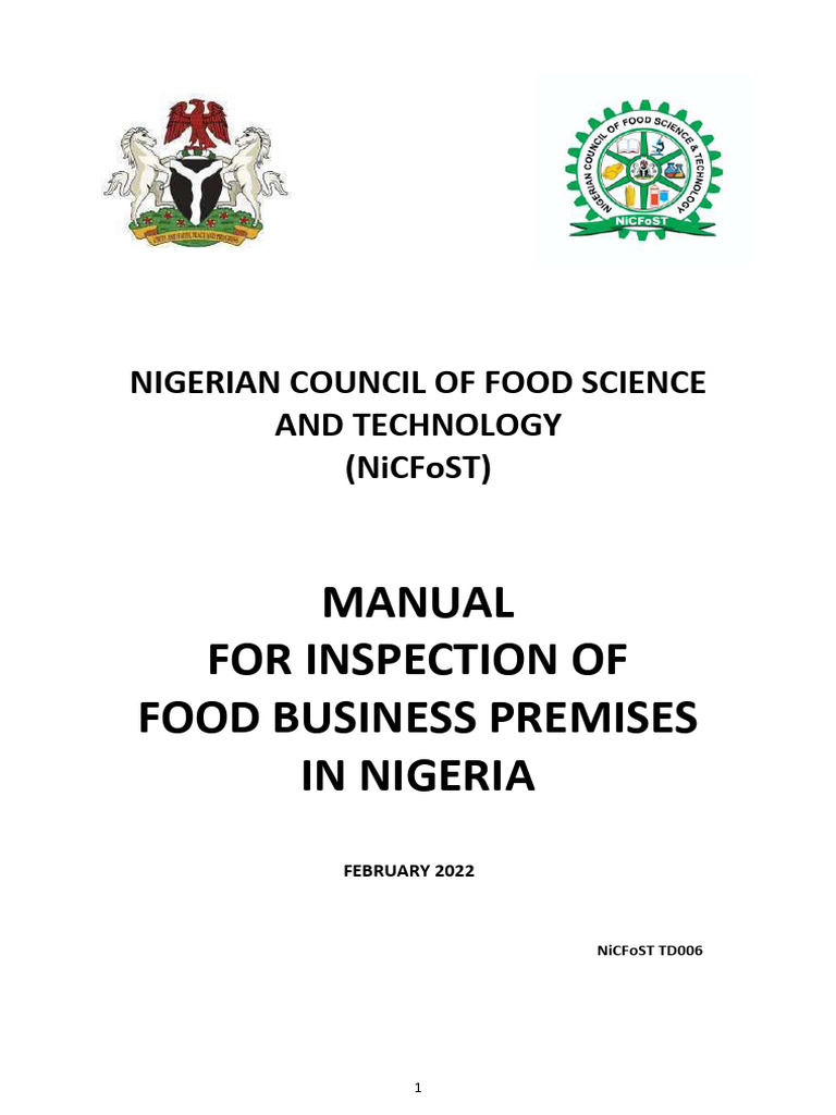 MANUAL FOR INSPECTION OF FOOD BUSINESS PREMISES 2ab | PDF | Food ...