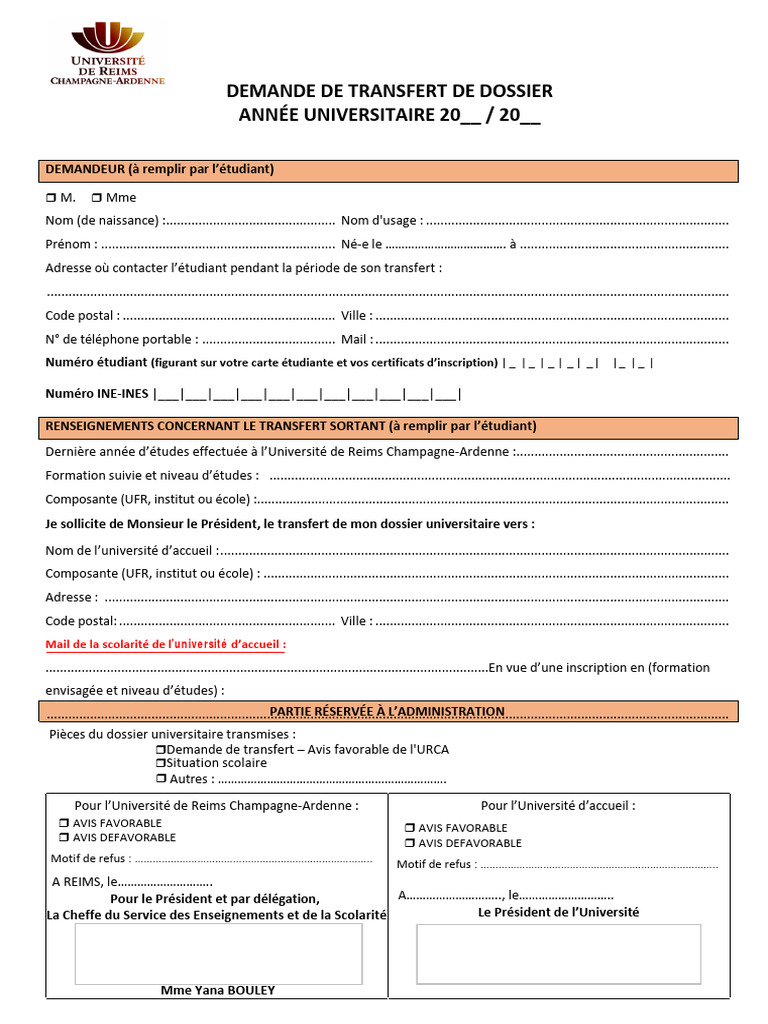 Demande de Transfert Sortant | PDF