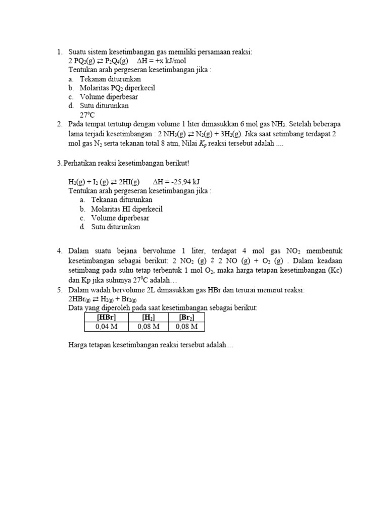 SOAL KESETIMBANGAN KIMIA RINA | PDF