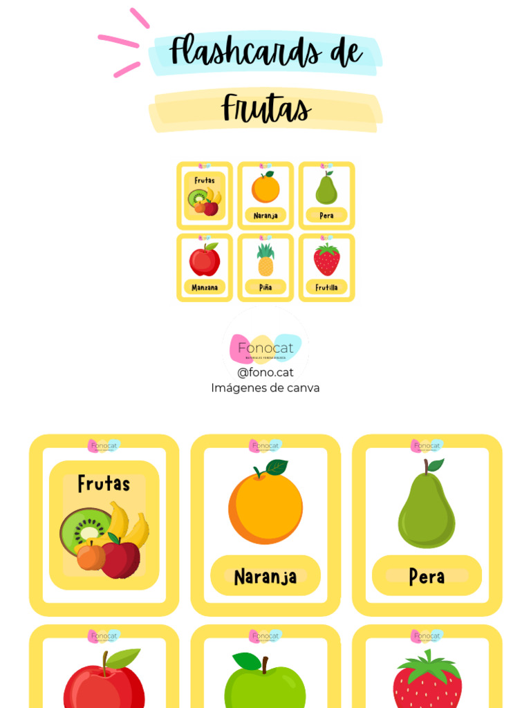 Flashcards de Frutas para Niños | PDF | Hogar, jardinería y bricolaje ...
