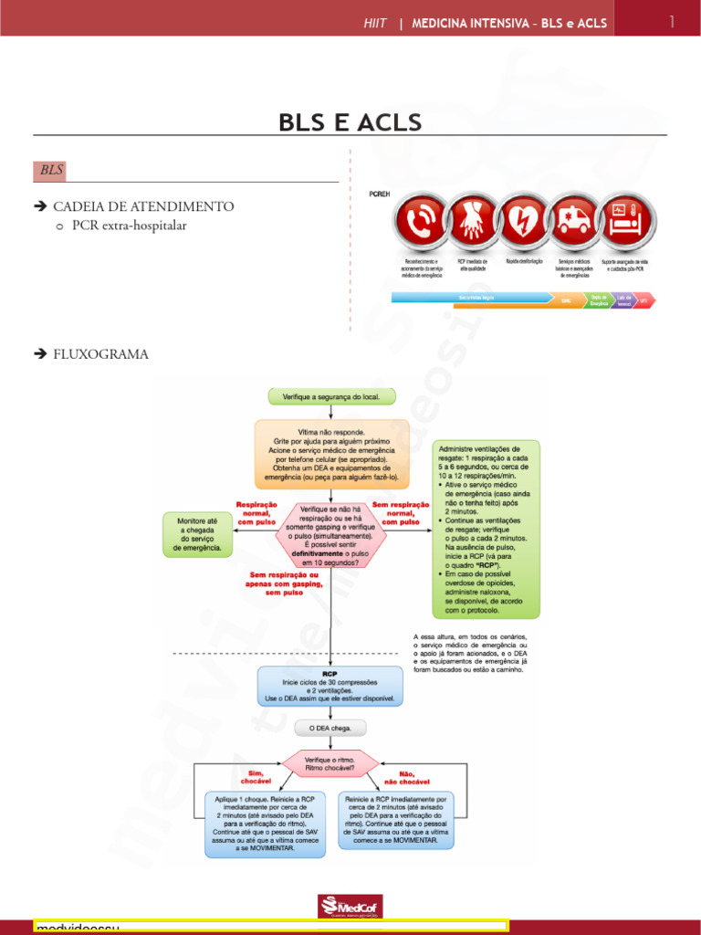 RESUMO Medicina Intensiva BLS E ACLS | PDF | Infarto do Miocárdio | Medicina Intensiva