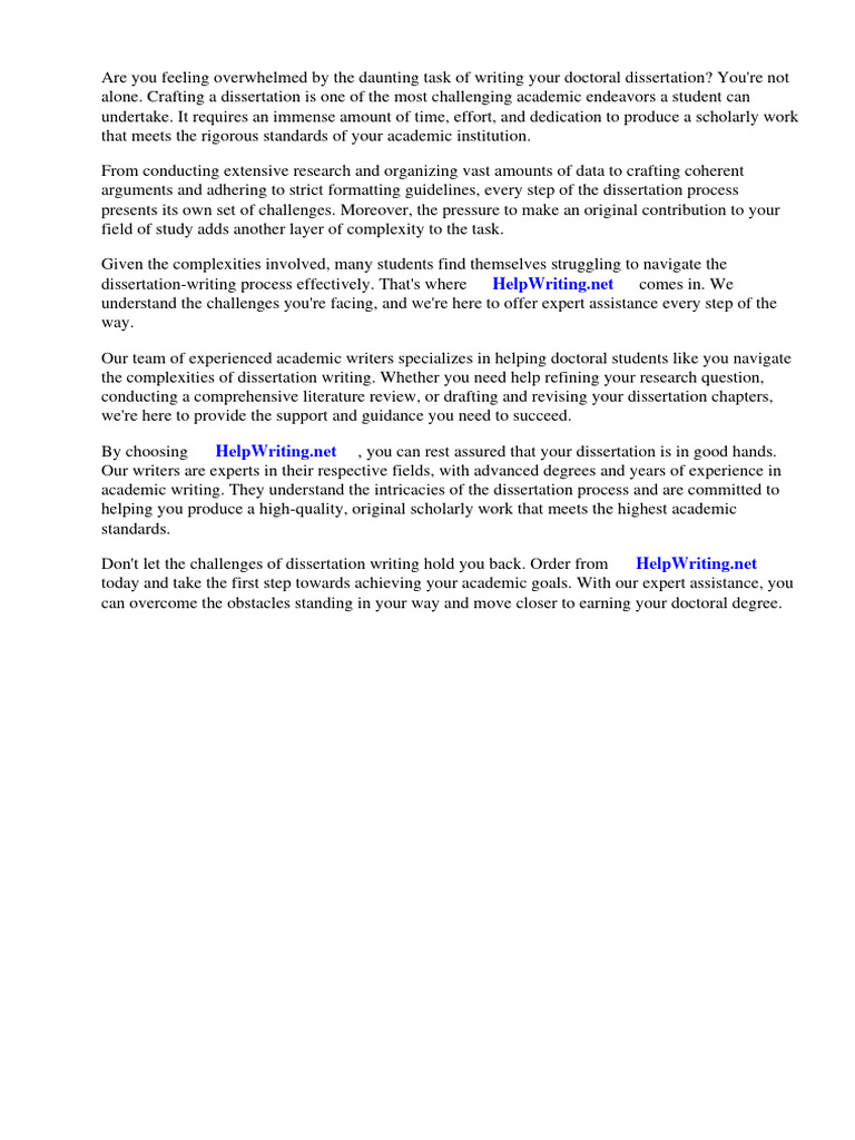 Dissertation Writing Support | PDF | Thesis | Doctor Of Philosophy