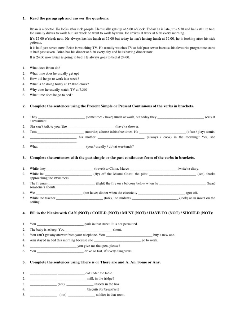 Examen (Present-Past) 2 | PDF