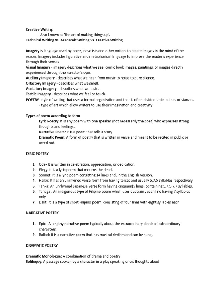 Creative Writing(Reviewer) | PDF