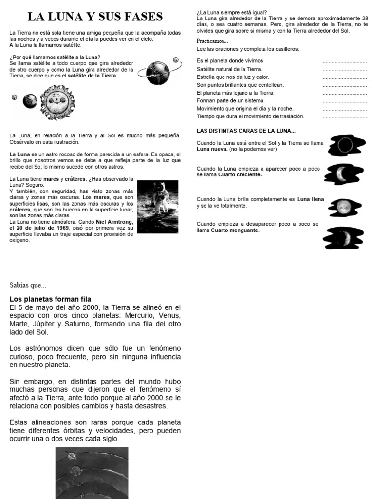 La Luna y Sus Fases | PDF | Luna | Tierra