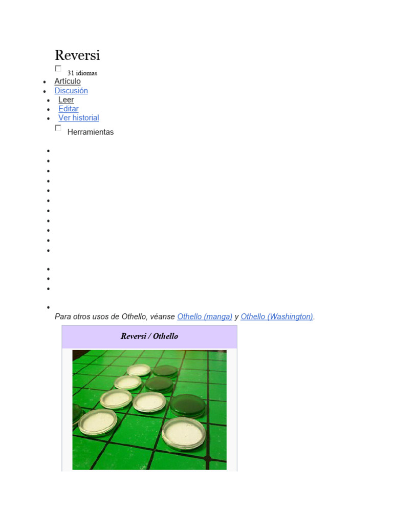 Reversi | PDF | Ajedrez | Juegos de mesa