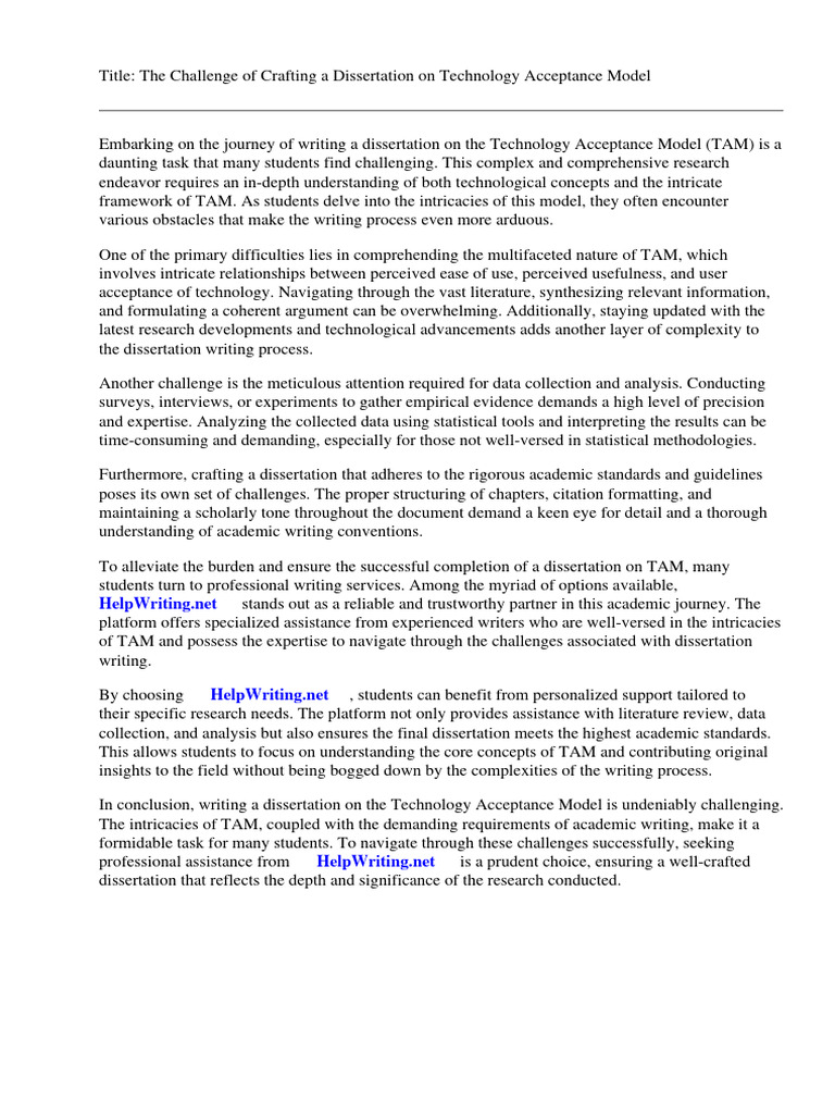 Dissertation Technology Acceptance Model | PDF | Usability | Educational Technology