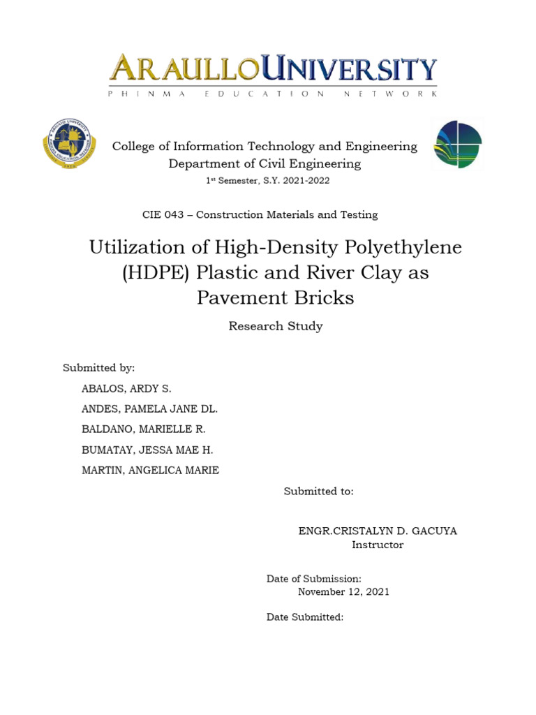 HDPE Plastic and River Clay Paver Bricks | PDF | Polyethylene | Plastic