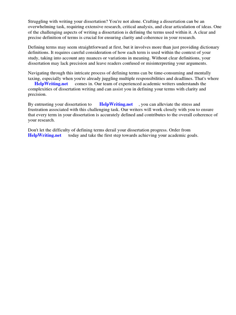 Sample Dissertation Definition of Terms | PDF | Thesis | Essays