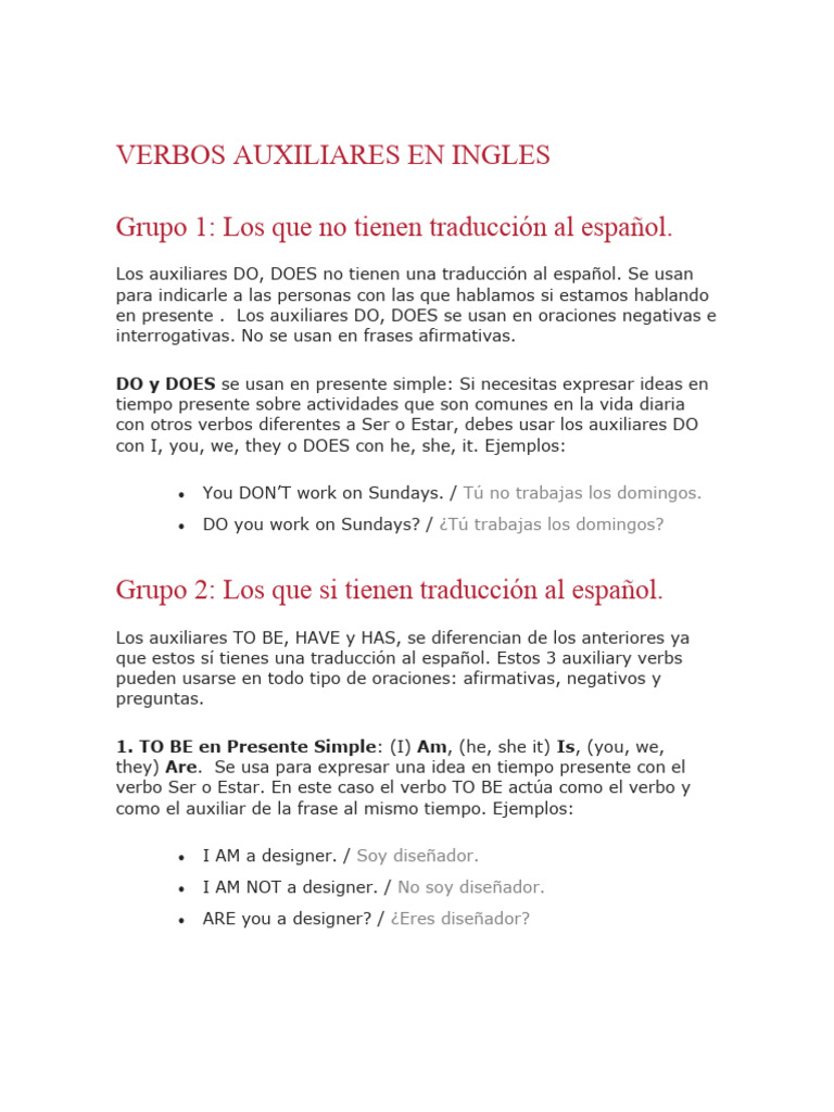 Verbos Auxiliares En Ingles Descargar Gratis Pdf Lingüística