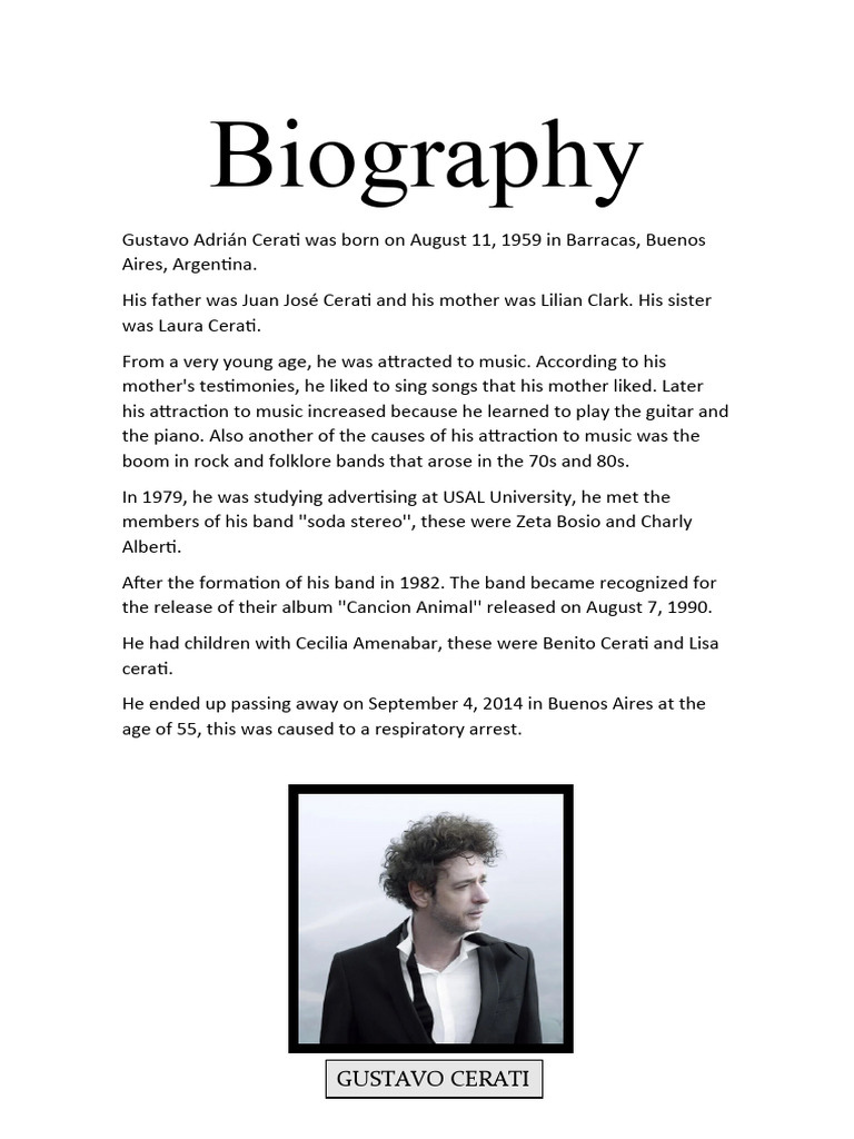 BIOGRAFIA EN INGLES DE NUESTRO FAMOSO FAVORITO | PDF