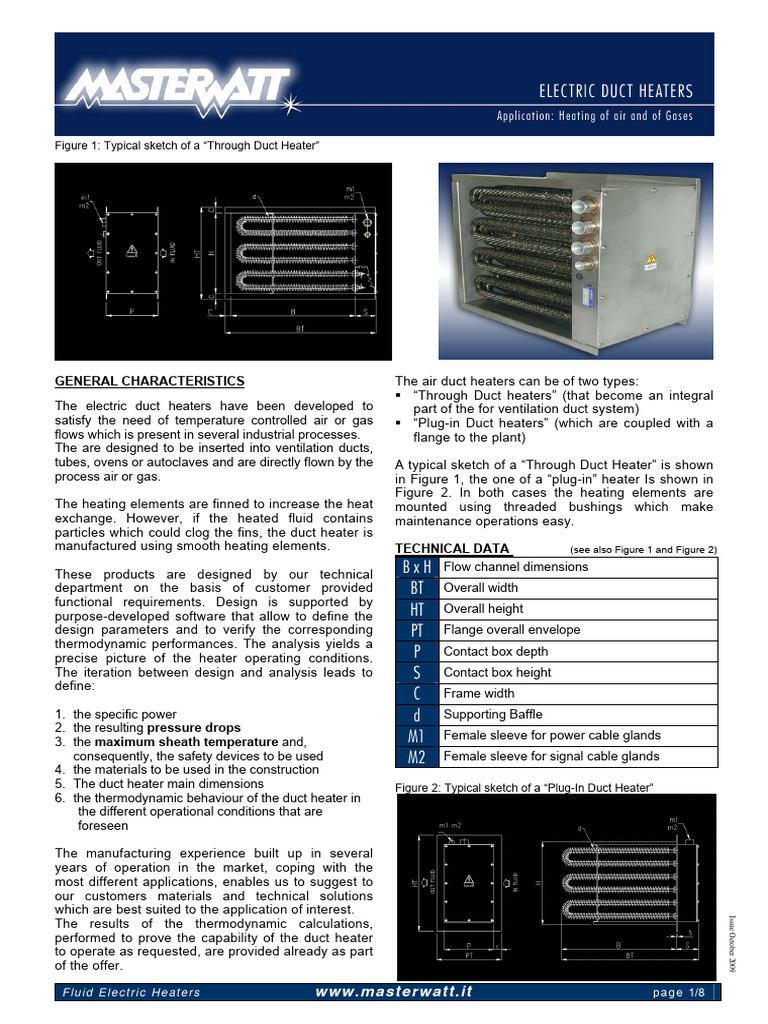 Electric Duct Heater Overview | PDF | Duct (Flow) | Heat