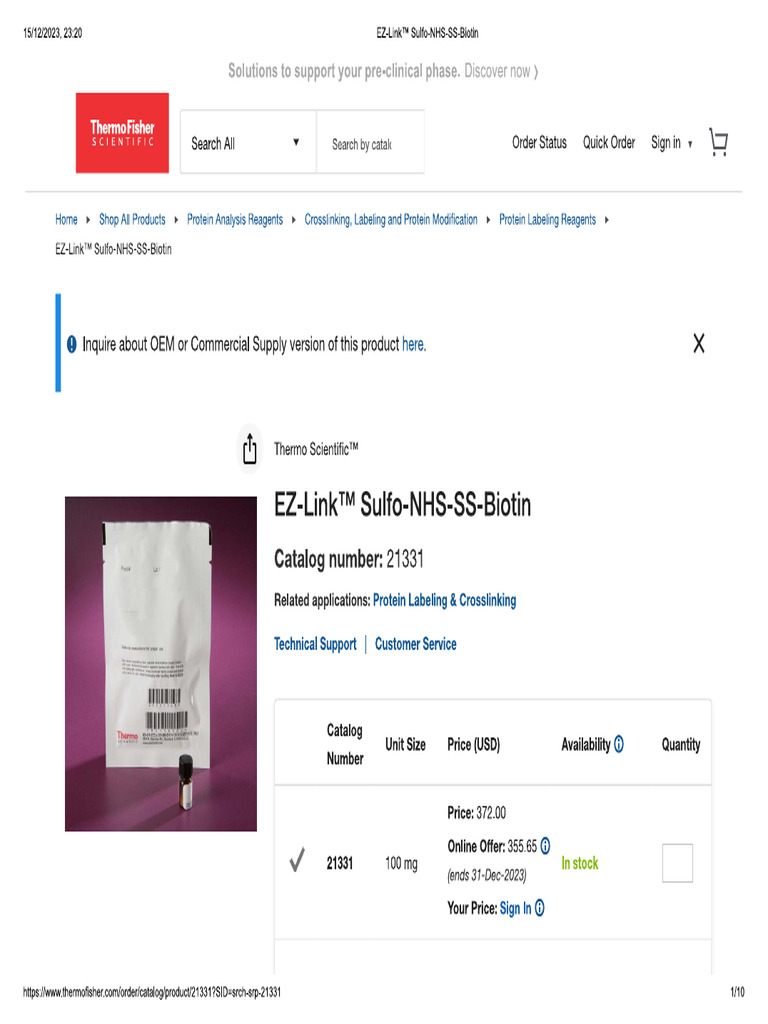 EZ-Link™ Sulfo-NHS-SS-Biotin | PDF