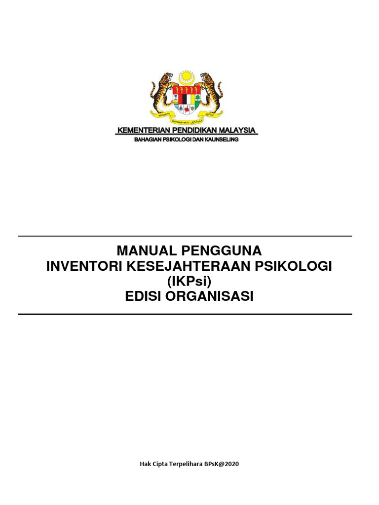 MANUAL PENGGUNA INVENTORI KESEJAHTERAAN PSIKOLOGI IKPsi EDISI ORGANISASI | PDF