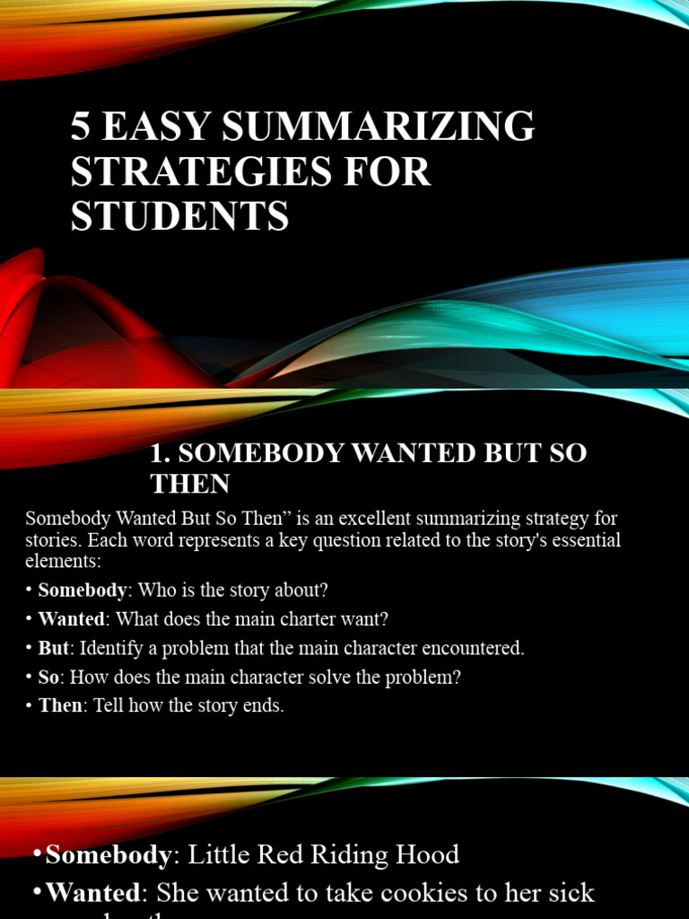 5 Easy Summarizing Strategies For Students | PDF