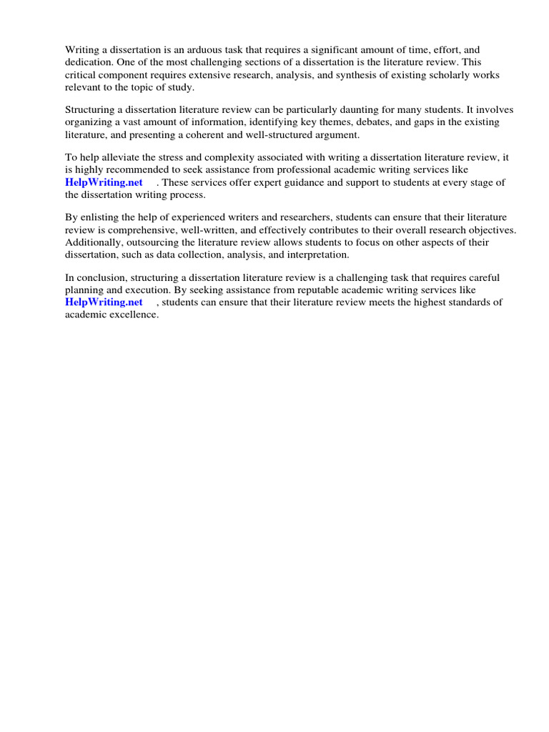 Guide to Structuring Dissertation Literature Reviews | PDF | Literature Review | Thesis
