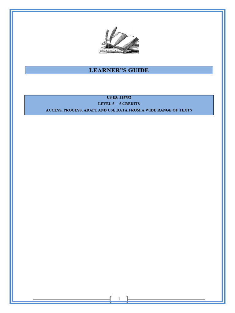 Learner Guide | PDF | Speed Reading | Narration