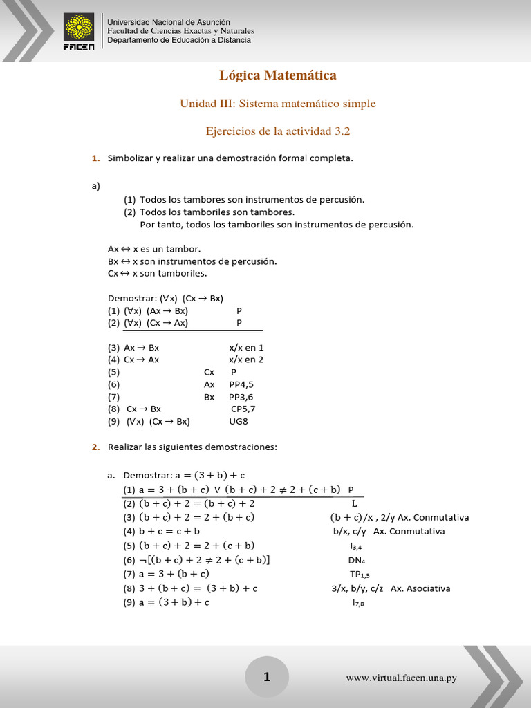 Ejercicios de Lógica Matemática | PDF | Sintaxis (Lógica) | Expresiones ...