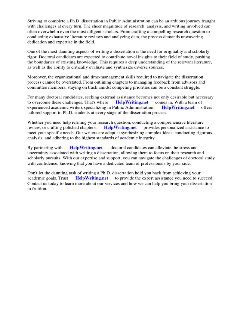 PHD Dissertation in Public Administration | PDF | Thesis | Doctor Of ...