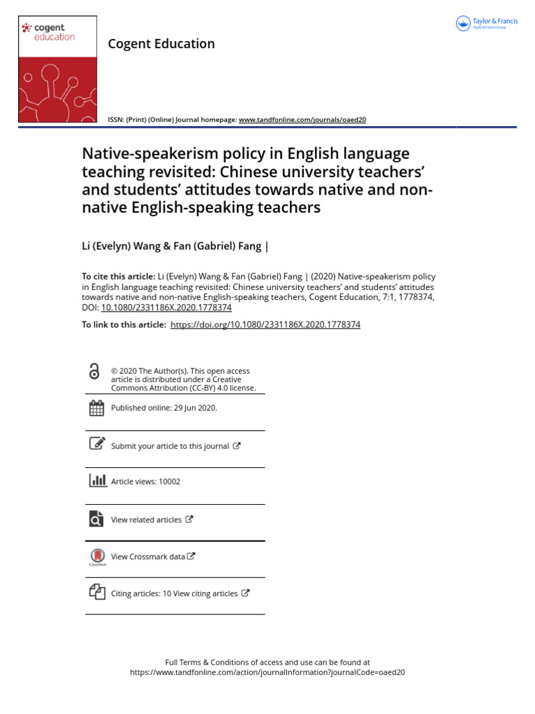 Native-Speakerism Policy in English Language Teaching Revisited Chinese ...