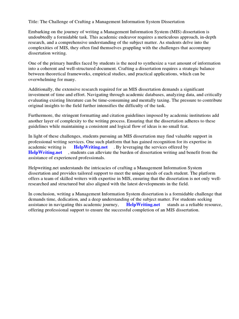 Management Information System Dissertation | PDF | Information | Enterprise Resource Planning