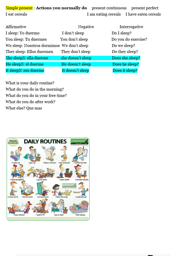 Repaso De Tiempos Verbales En Inglés Pdf Syntax Linguistic Morphology