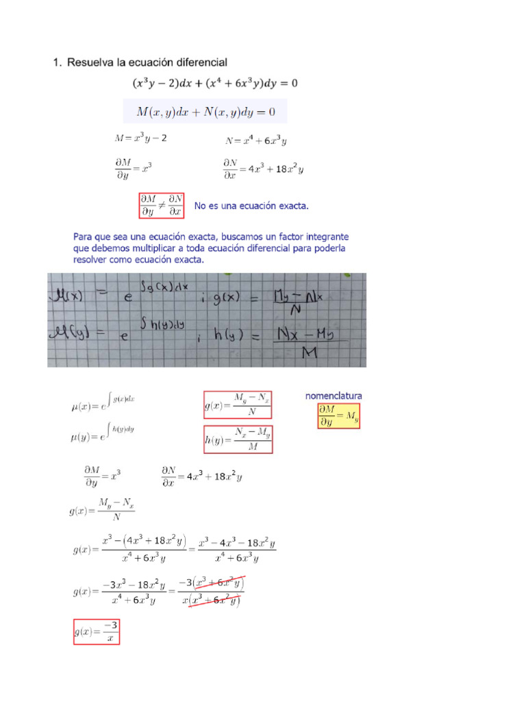 2024-02-29 Ecuaciones Diferenciales Exactas y Factor Integrante. | PDF