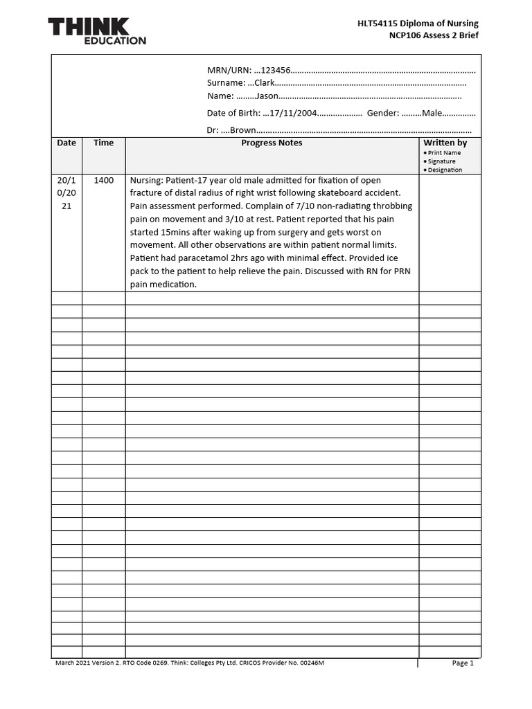 Progress Notes | PDF