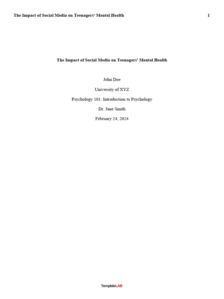 APA Cover Page Template | PDF